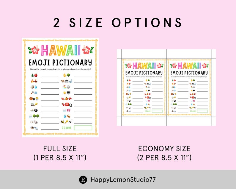 Hawaii Emoji Pictionary Hawaii Birthday Games Hawaii Theme Party Aloha ...
