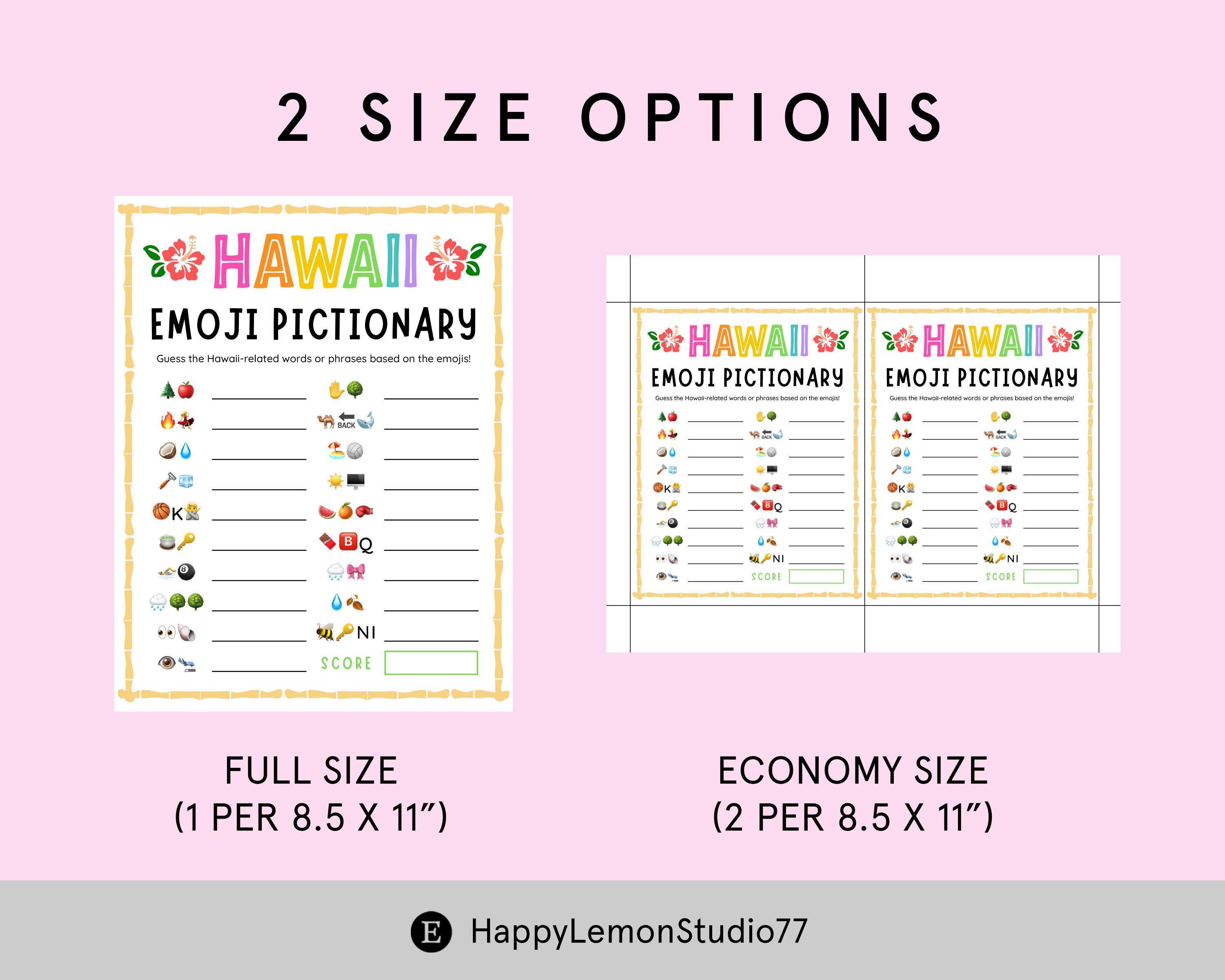 Hawaii Emoji Pictionary Hawaii Birthday Games Hawaii Theme Party Aloha ...