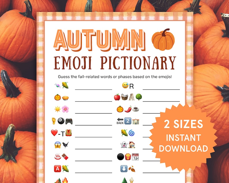Fall Emoji Pictionary Game: Autumn Party Activity (digital Download - Etsy