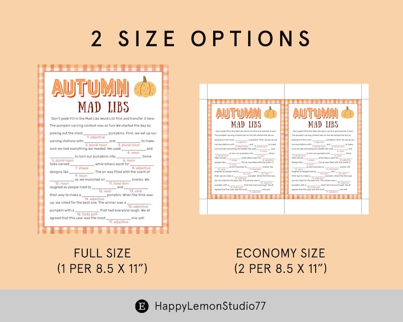 Fall Mad Libs Fall Games for Kids Adults Fall Party Games Fall ...