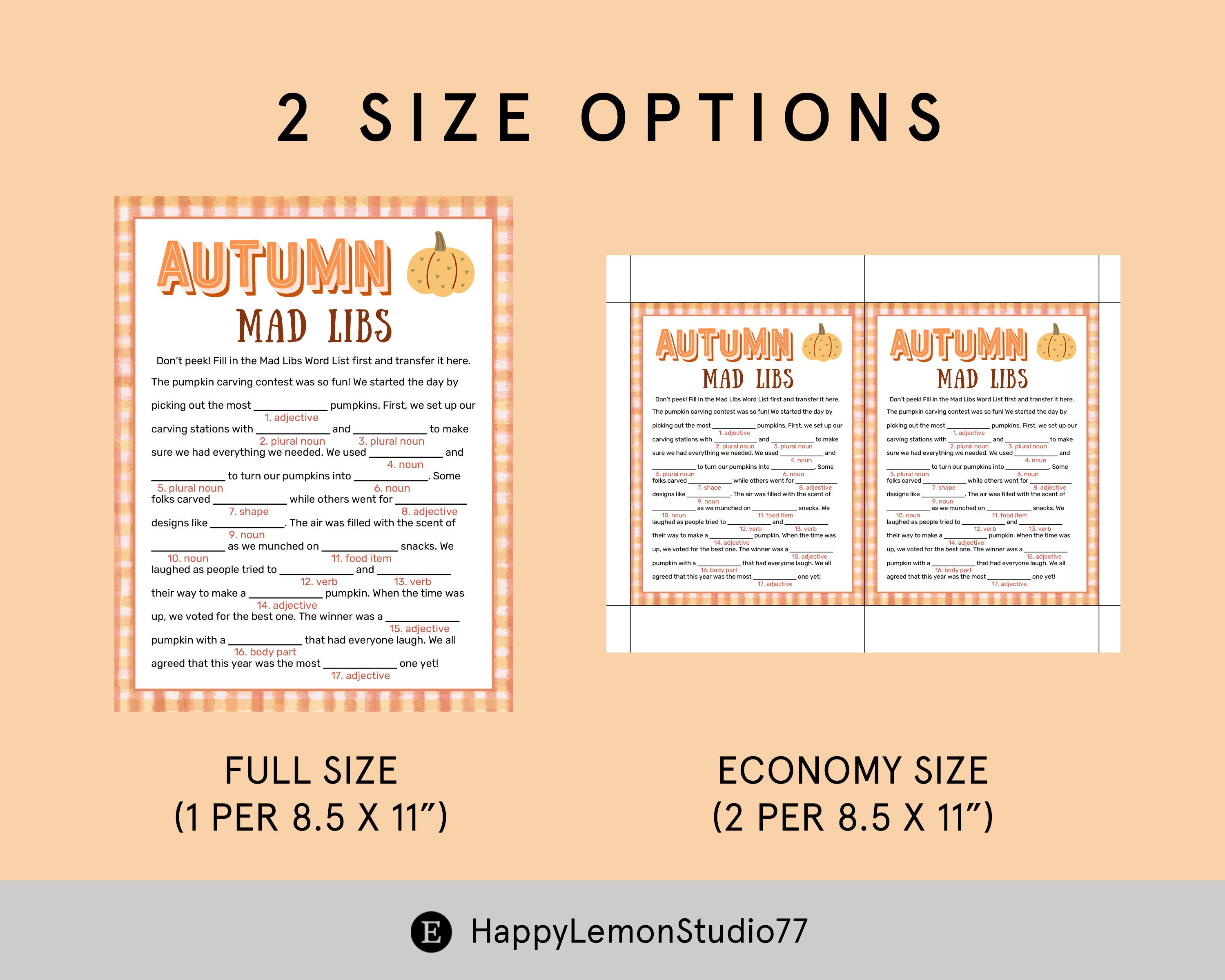 Fall Mad Libs Fall Games for Kids Adults Fall Party Games Fall ...