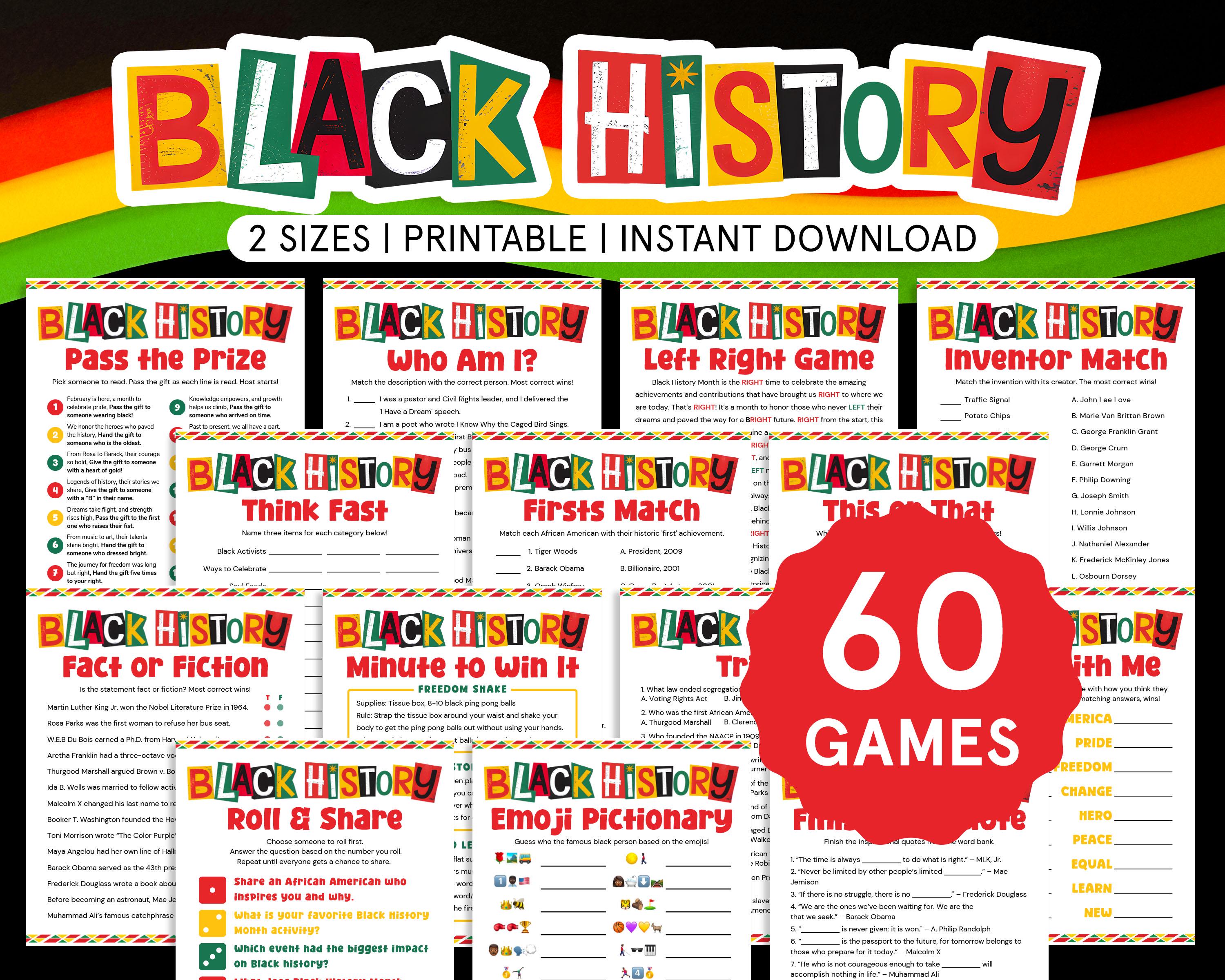 Black History Month Game Bundle Black History Month Family Games Black ...