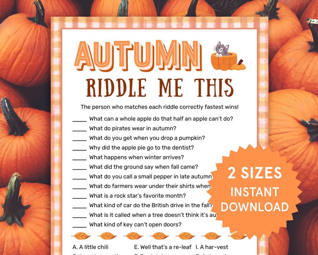 Fall Riddle Me This Fall Games for Kids Fall Activities for Kids Autumn ...