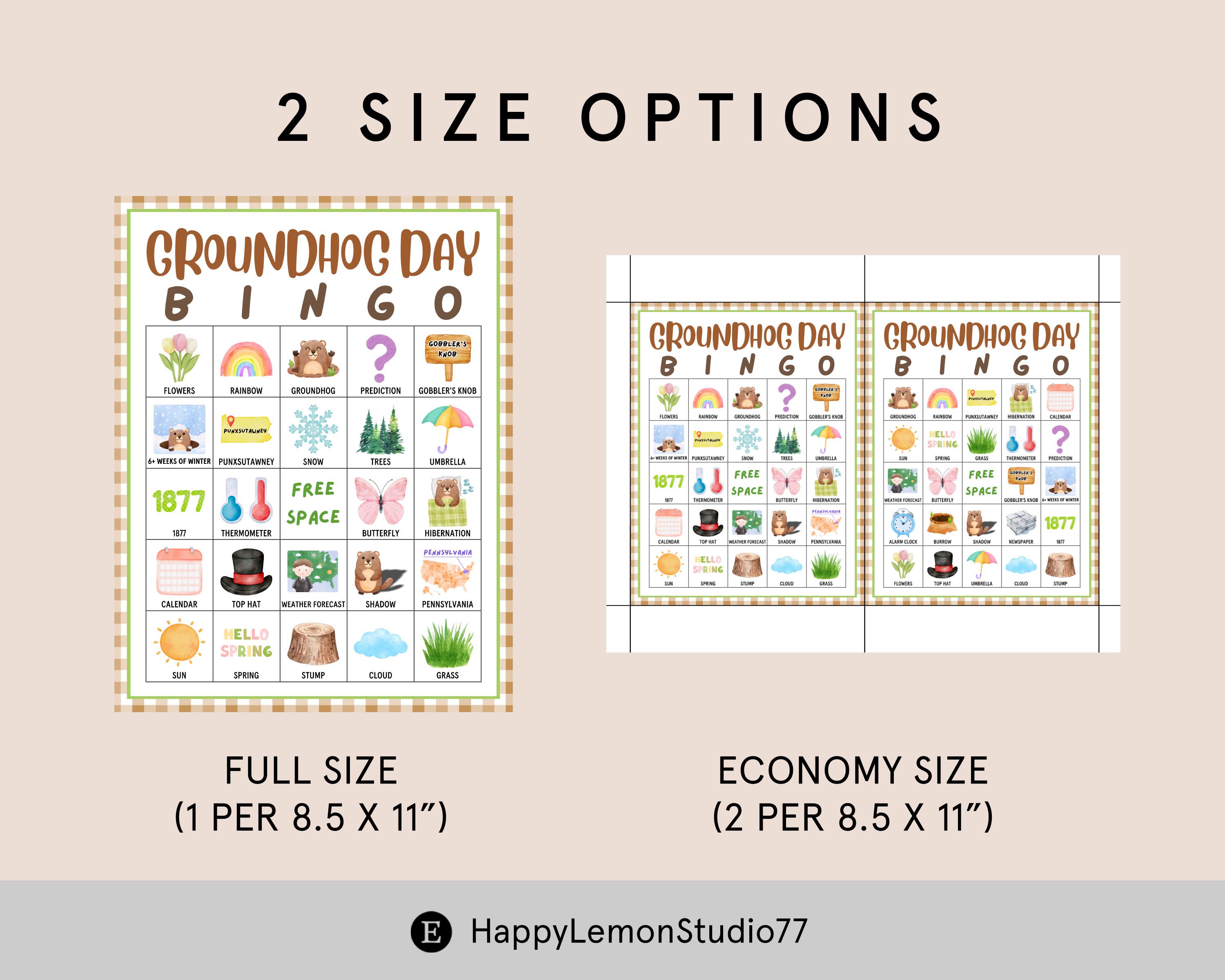 Groundhog Day Bingo Groundhog Day Games Groundhog Day Bingo Cards ...