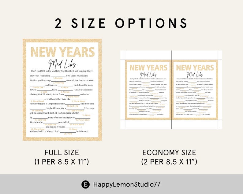 New Years Mad Libs 2026 New Year Game New Years Eve Party Games Family ...