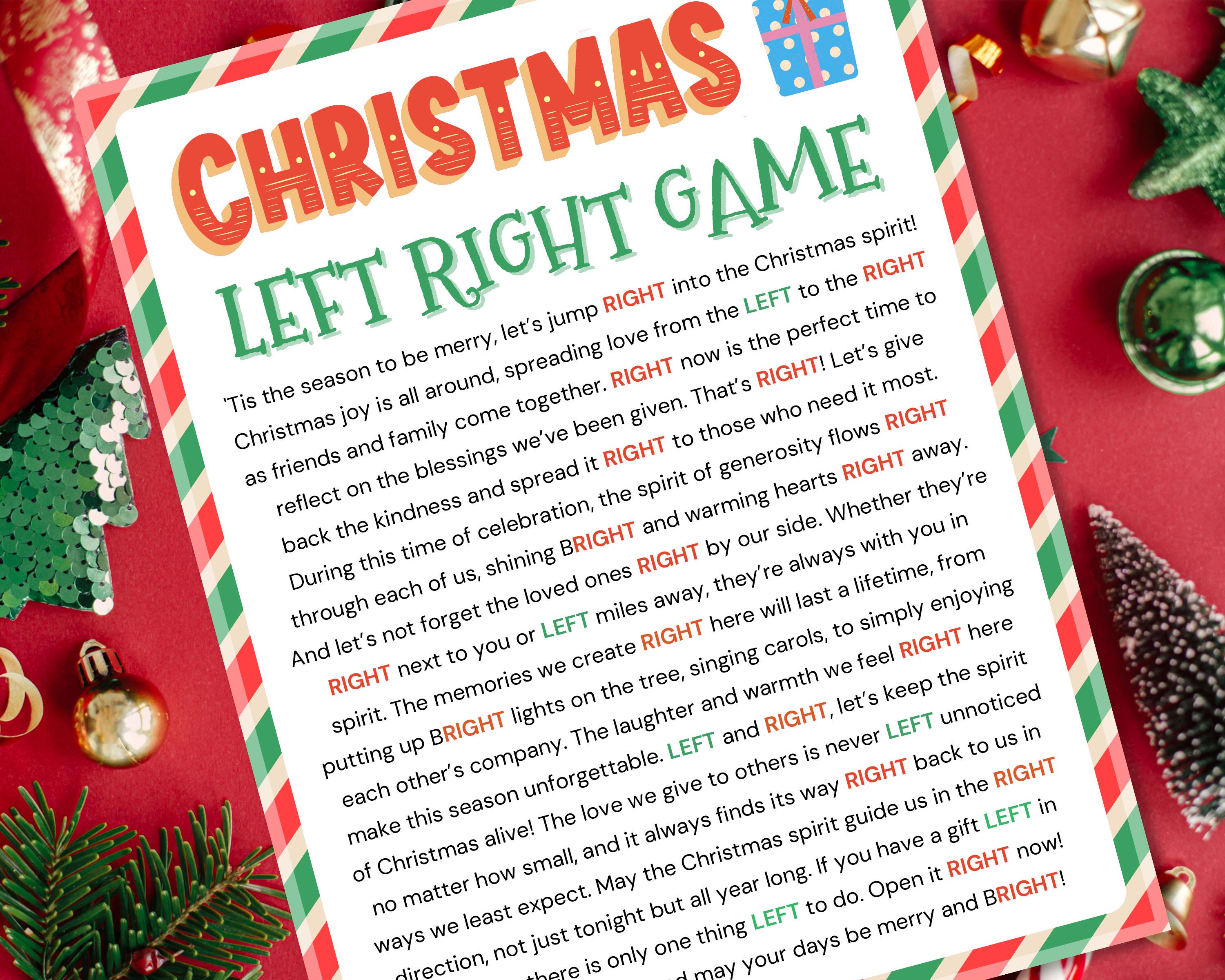 Christmas Left Right Game Christmas Games for Kids Adult Christmas ...