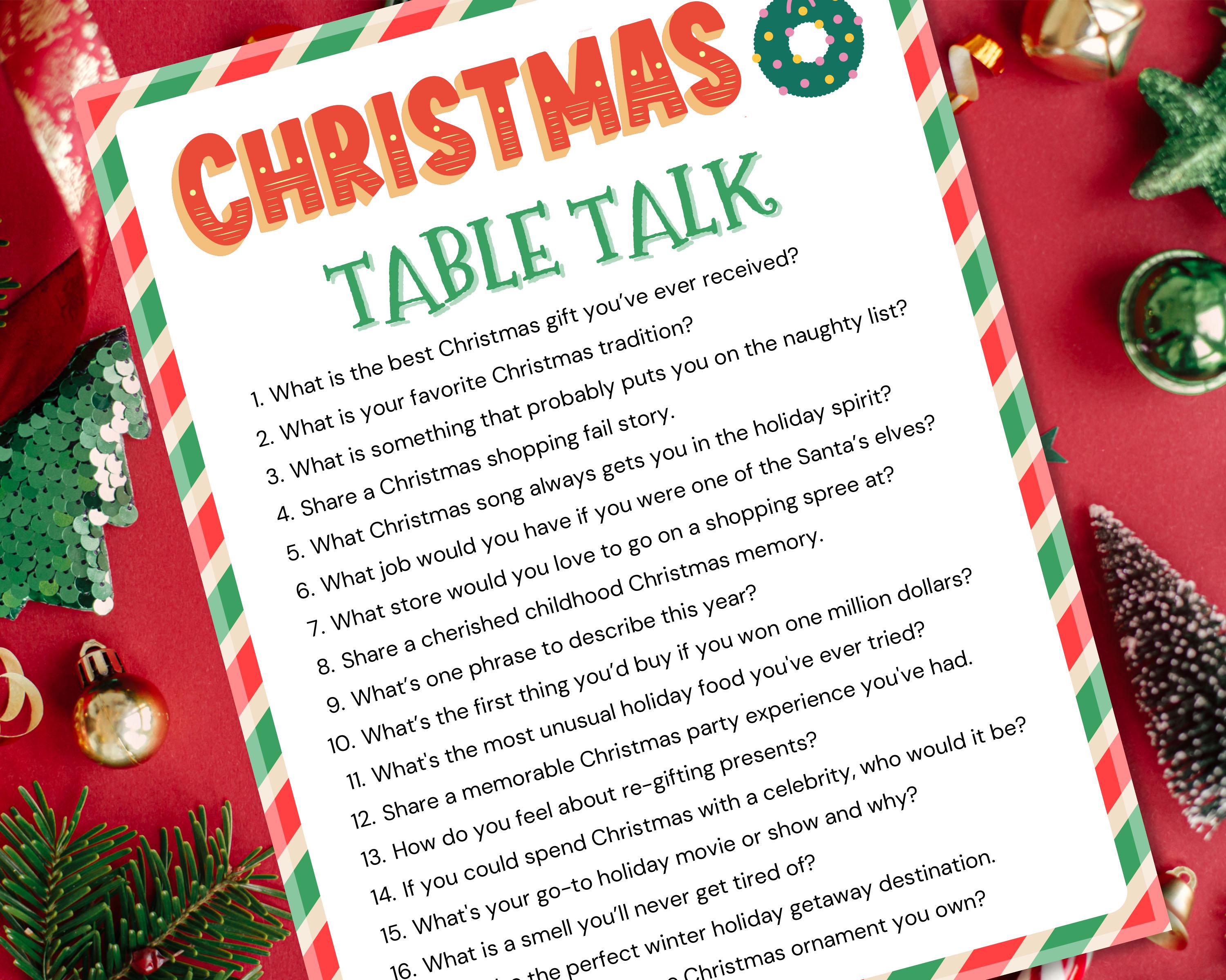 Christmas Table Talk Christmas Icebreaker Christmas Conversation Game ...