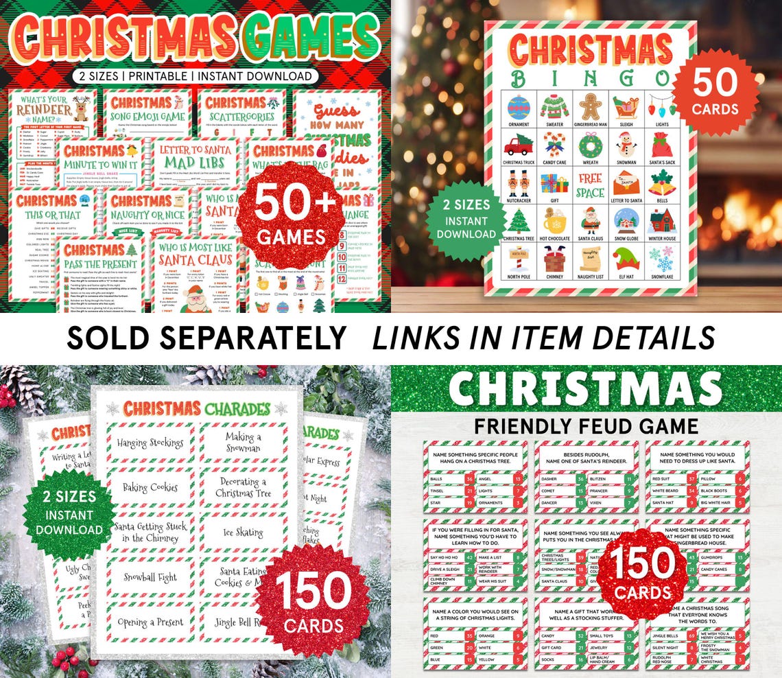 Christmas Santa's Scorecard Christmas Games for Kids Adult Christmas ...