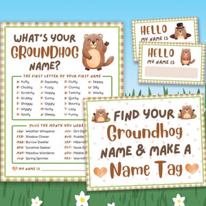 What's Your Groundhog Name, Name Tag, Sign Groundhog Day Games for Kids ...