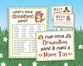 What's Your Groundhog Name, Name Tag, Sign Groundhog Day Games for Kids ...