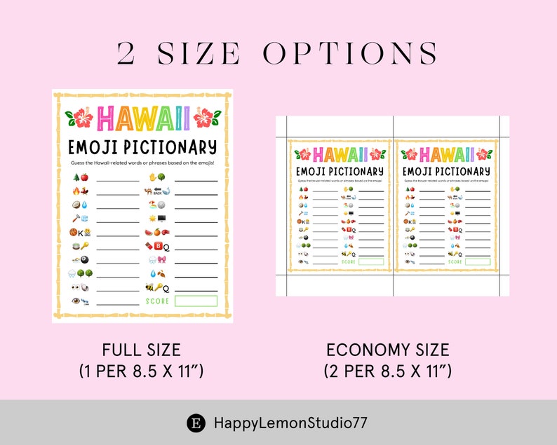 Hawaii Emoji Pictionary Hawaii Birthday Games Hawaii Theme Party Aloha ...