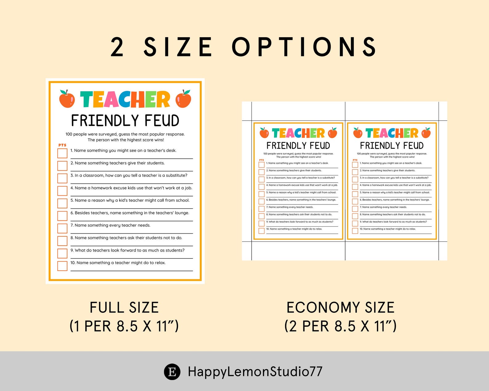 Teacher Friendly Feud Teacher Games School Games Teacher Party Games ...