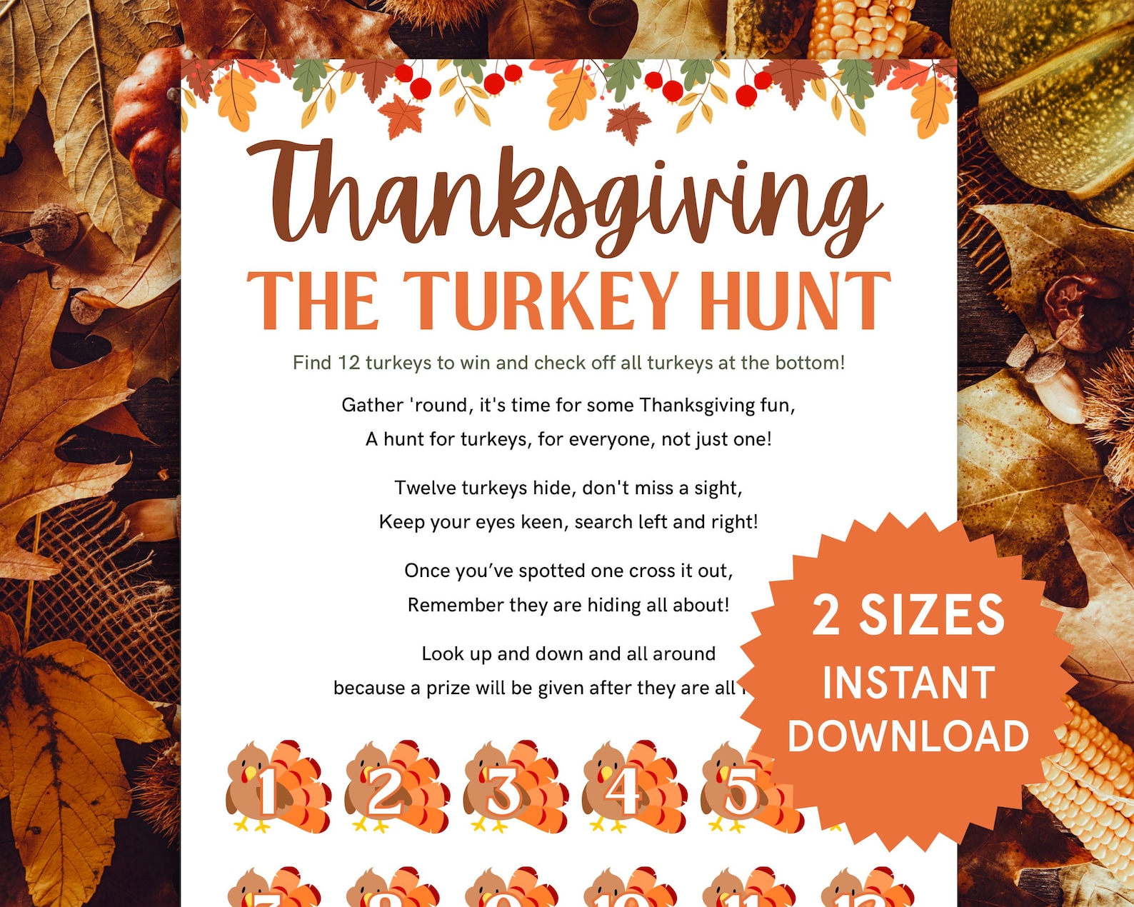 Thanksgiving Turkey Hunt Thanksgiving Games for Kids Adults ...