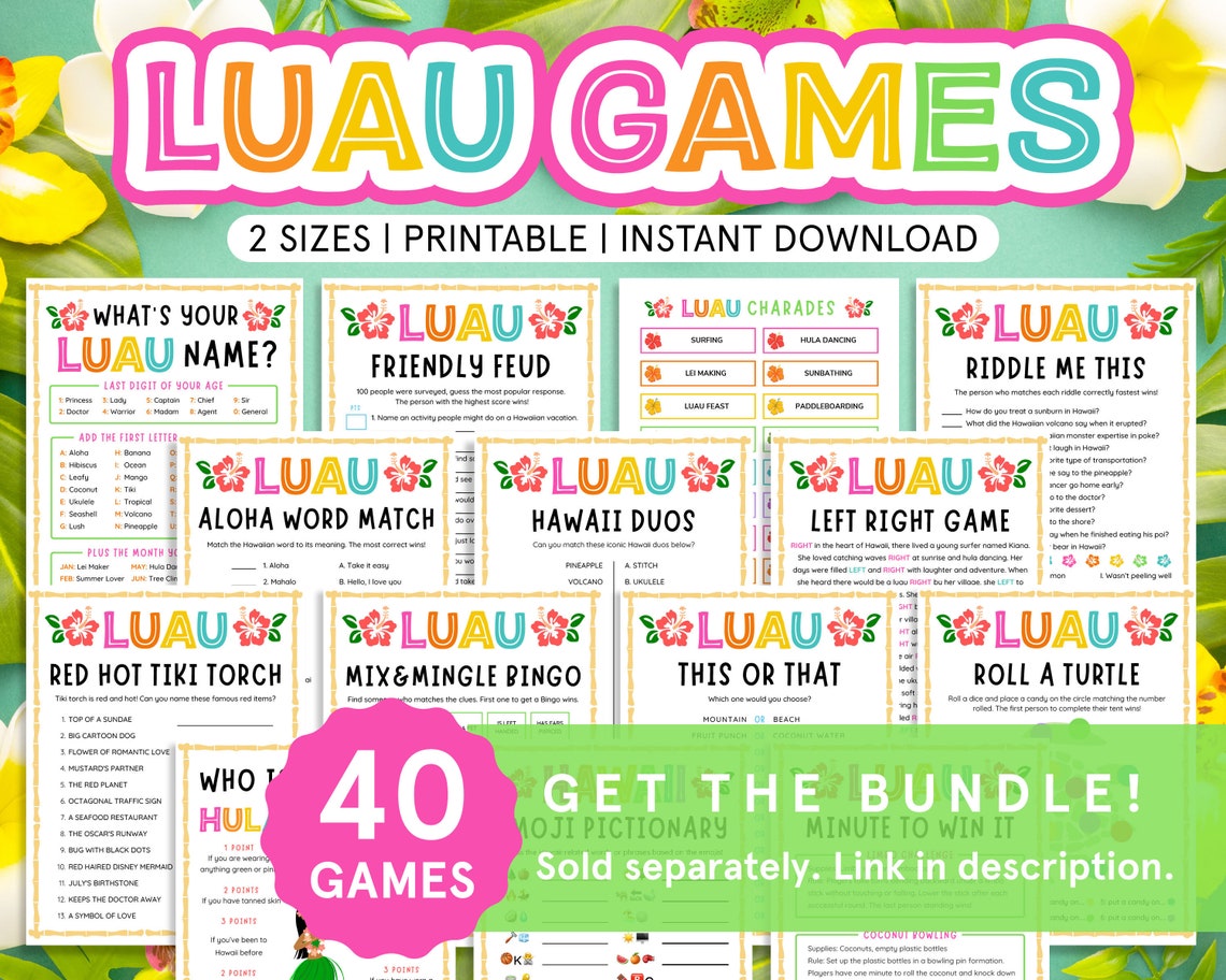 Luau Left Right Game Luau Party Games Luau Games for Kids Hawaiian ...