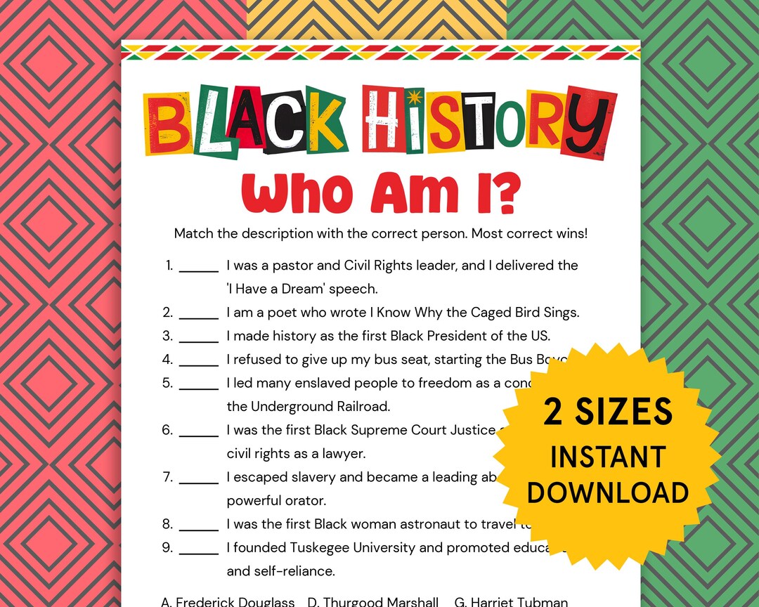 Black History Who Am I Black History Games Trivia Black History Month ...