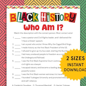 Black History Who Am I Black History Games Trivia Black History Month ...