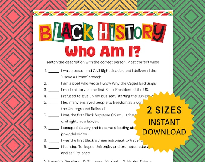 Black History Who Am I Black History Games Trivia Black History Month ...