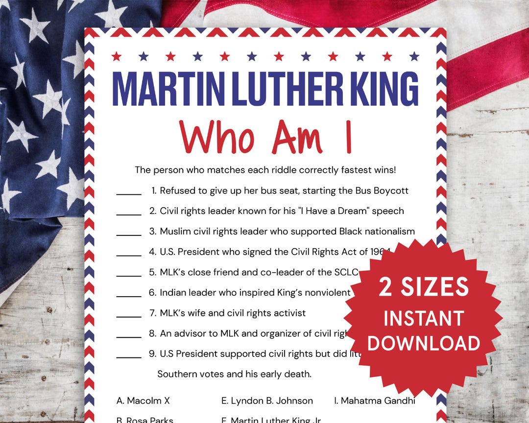 MLK Day Who Am I MLK Day Games Martin Luther King Day Trivia Games for ...