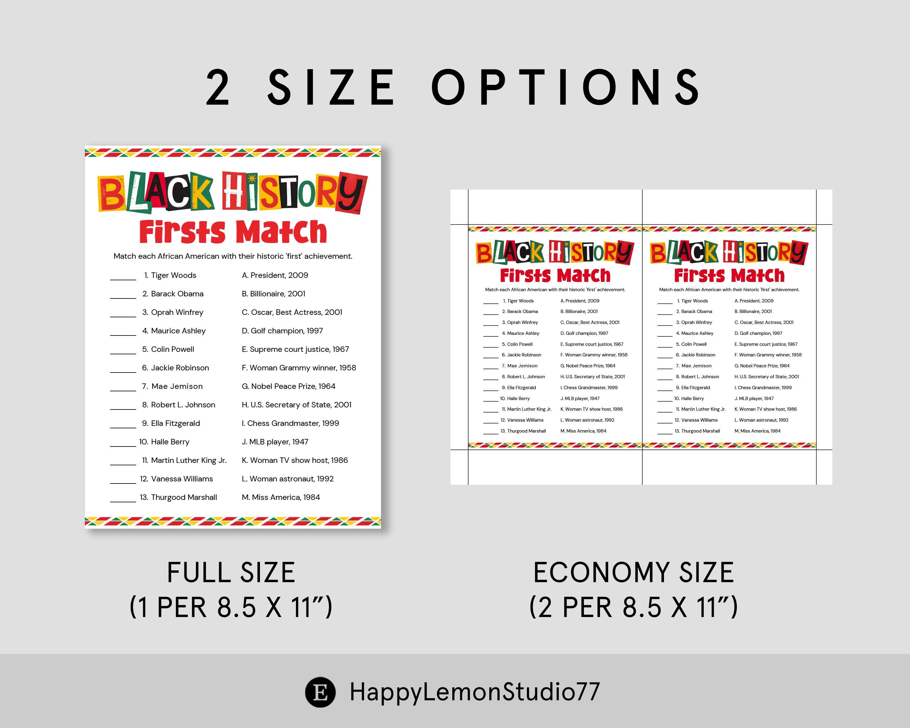 Black History Game Famous Firsts Black History Month Games for Kids ...