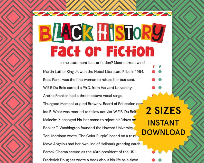 Black History Fact or Fiction Black History Month Games for Kids Black ...