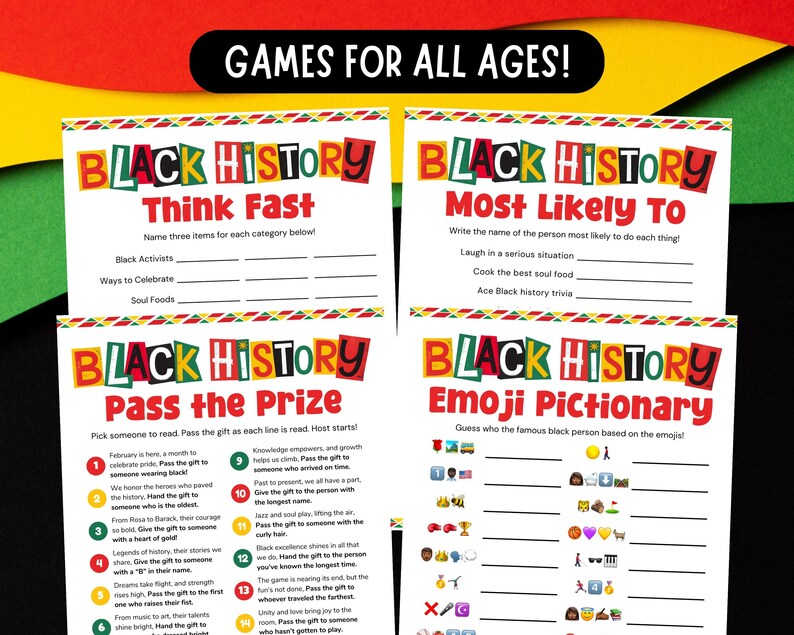 Black History Month Game Bundle Black History Month Family Games Black ...
