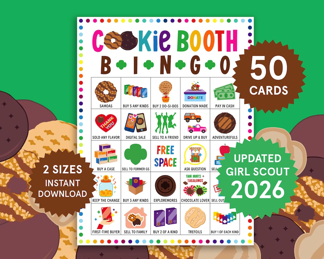 Girl Scout Cookie Booth Bingo for 2026 Cookie Season ABC & LBB Girl ...