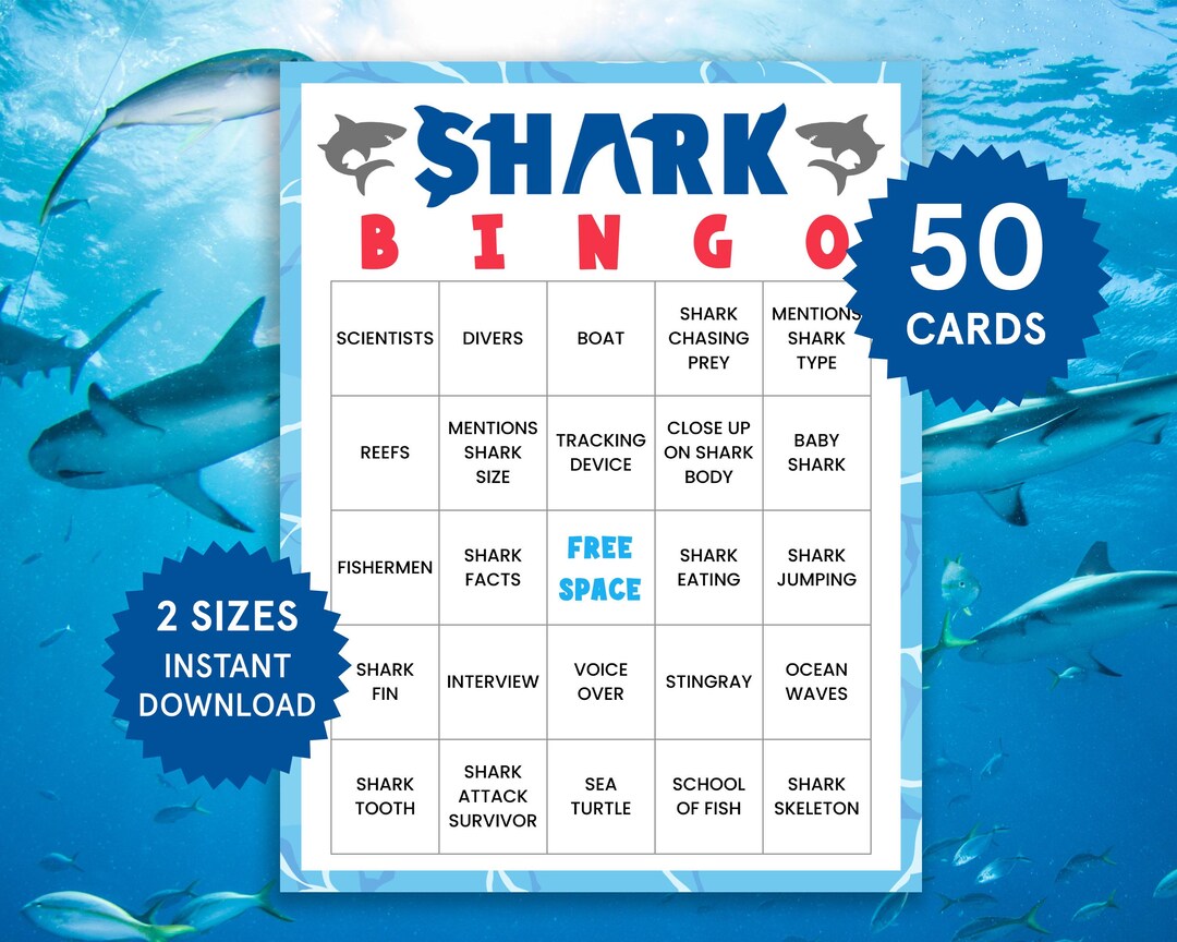 Shark Week Bingo Game: Family Fun, Kids Activities (digital Download - Etsy
