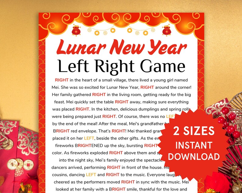 Lunar New Year Left Right Game Lunar New Year Games for Kids Activities ...