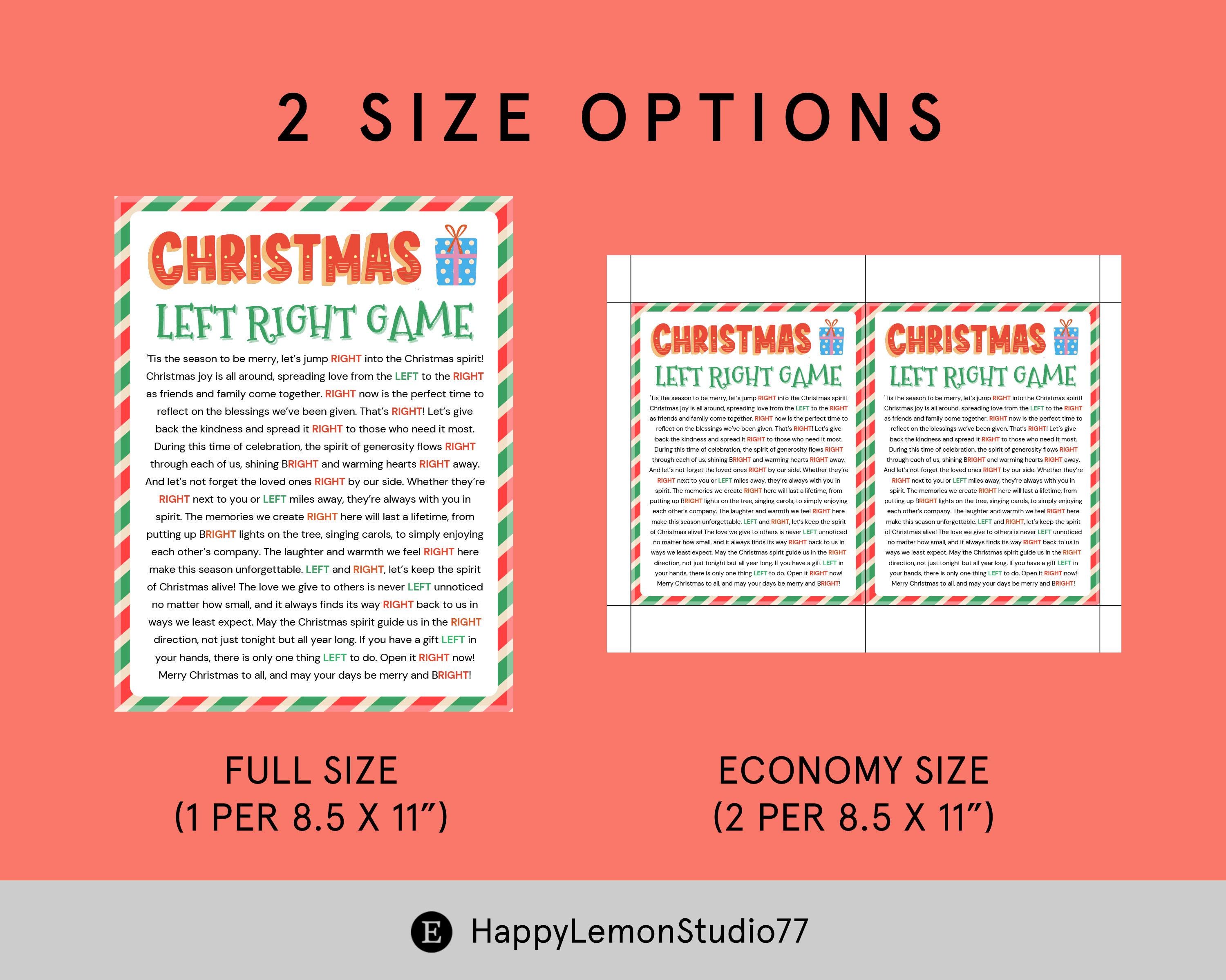 Christmas Left Right Game Christmas Games for Kids Adult Christmas ...