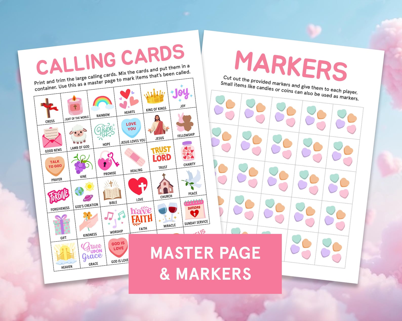 God's Love Bingo Cards Bible Valentines Bingo for Kids Christian Bingo ...