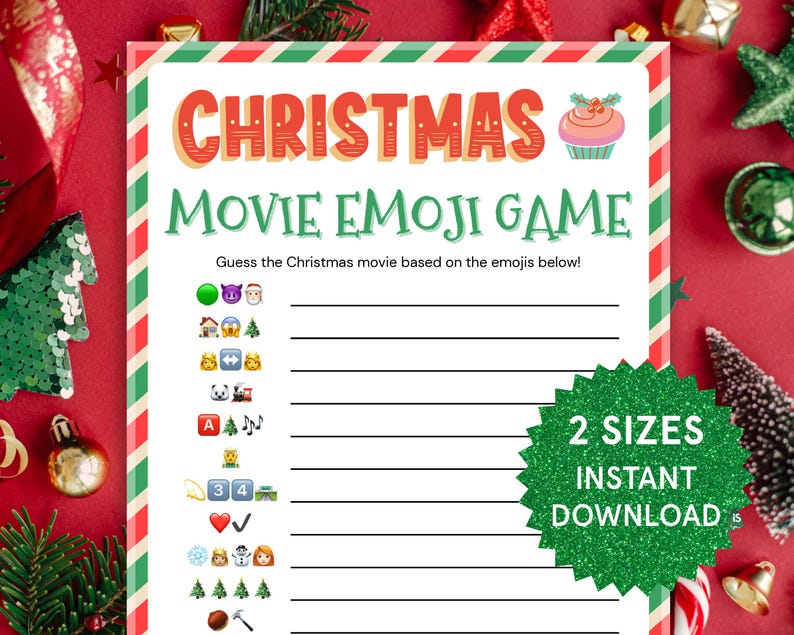 Christmas Movie Emoji Pictionary Christmas Games for Kids Adult ...