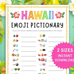 Hawaii Emoji Pictionary Hawaii Birthday Games Hawaii Theme Party Aloha ...