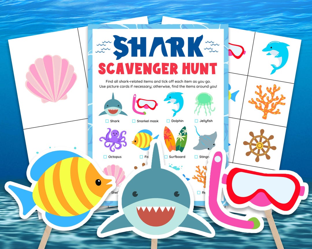 Shark Scavenger Hunt Shark Games Shark Week Games for Kids Activities ...