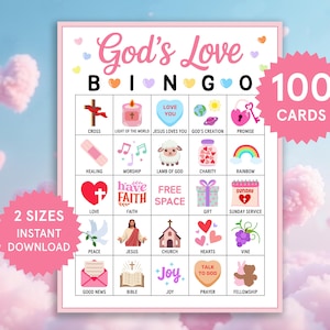 God's Love Bingo Cards Bible Valentines Bingo for Kids Christian Bingo ...