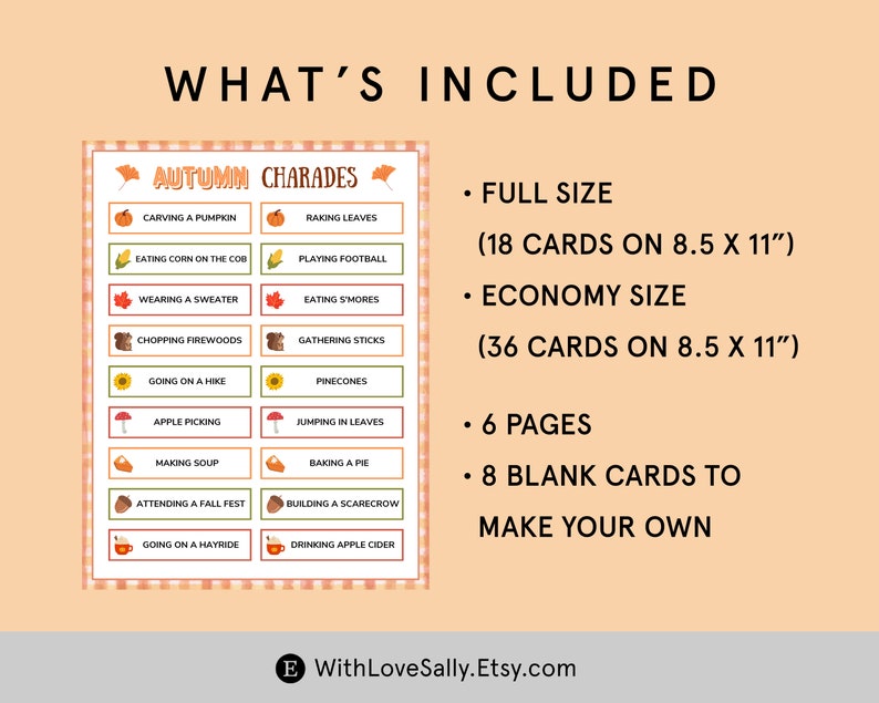 Fall Charades Fall Games Fall Action Charades Fall Pictionary Fall ...