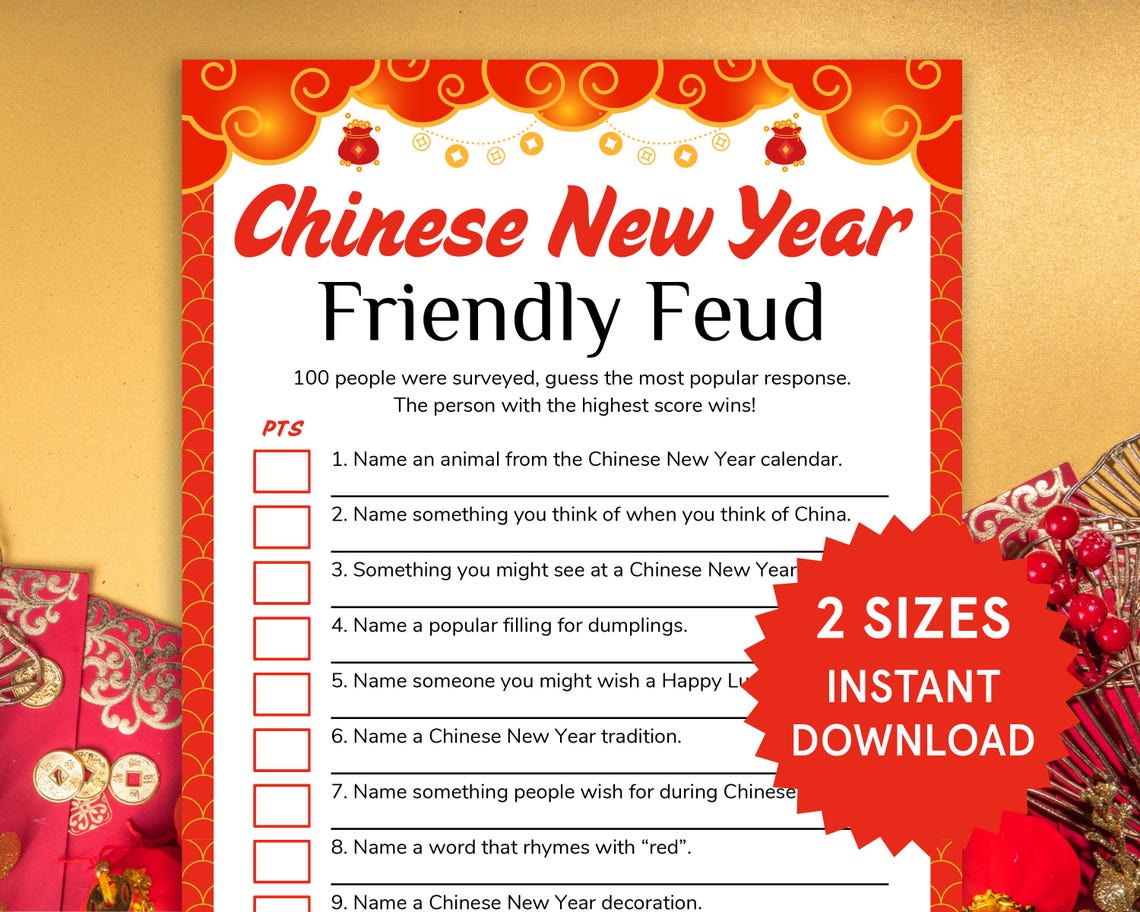 Chinese New Year Friendly Feud Chinese New Year Games for Kids Lunar ...