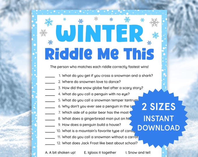 Winter Riddle Me This Winter Games for Kids Winter Family Games Winter ...