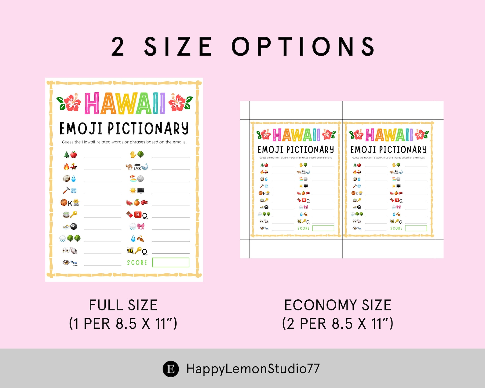 Hawaii Emoji Pictionary Hawaii Birthday Games Hawaii Theme Party Aloha ...