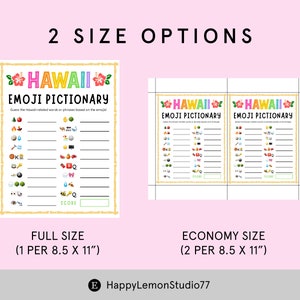 Hawaii Emoji Pictionary Hawaii Birthday Games Hawaii Theme Party Aloha ...
