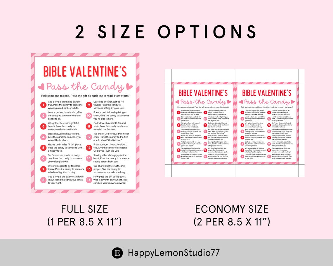 Bible Pass the Candy Bible Valentines Game Bible Game for Kids & Adults ...