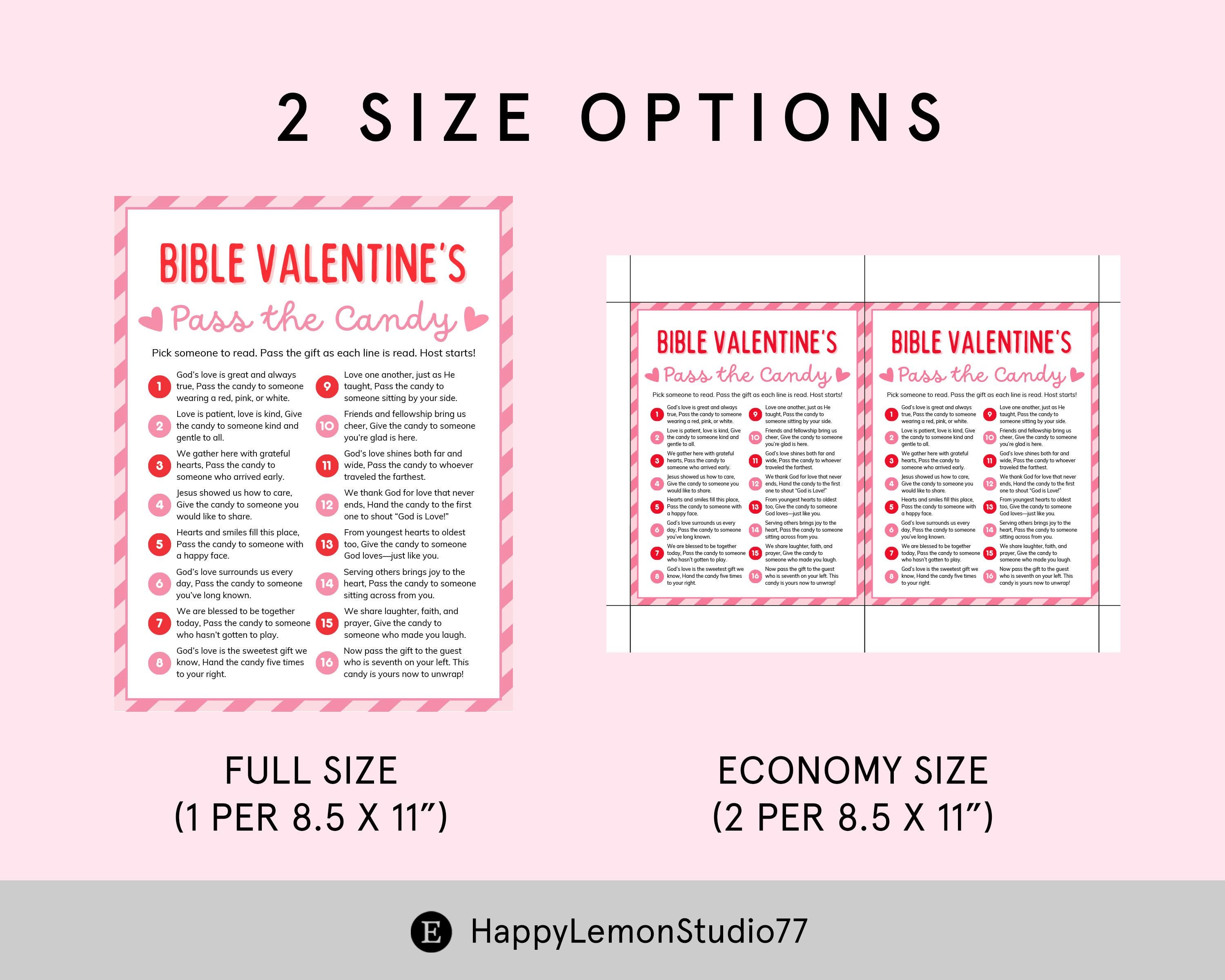 Bible Pass the Candy Bible Valentines Game Bible Game for Kids & Adults ...