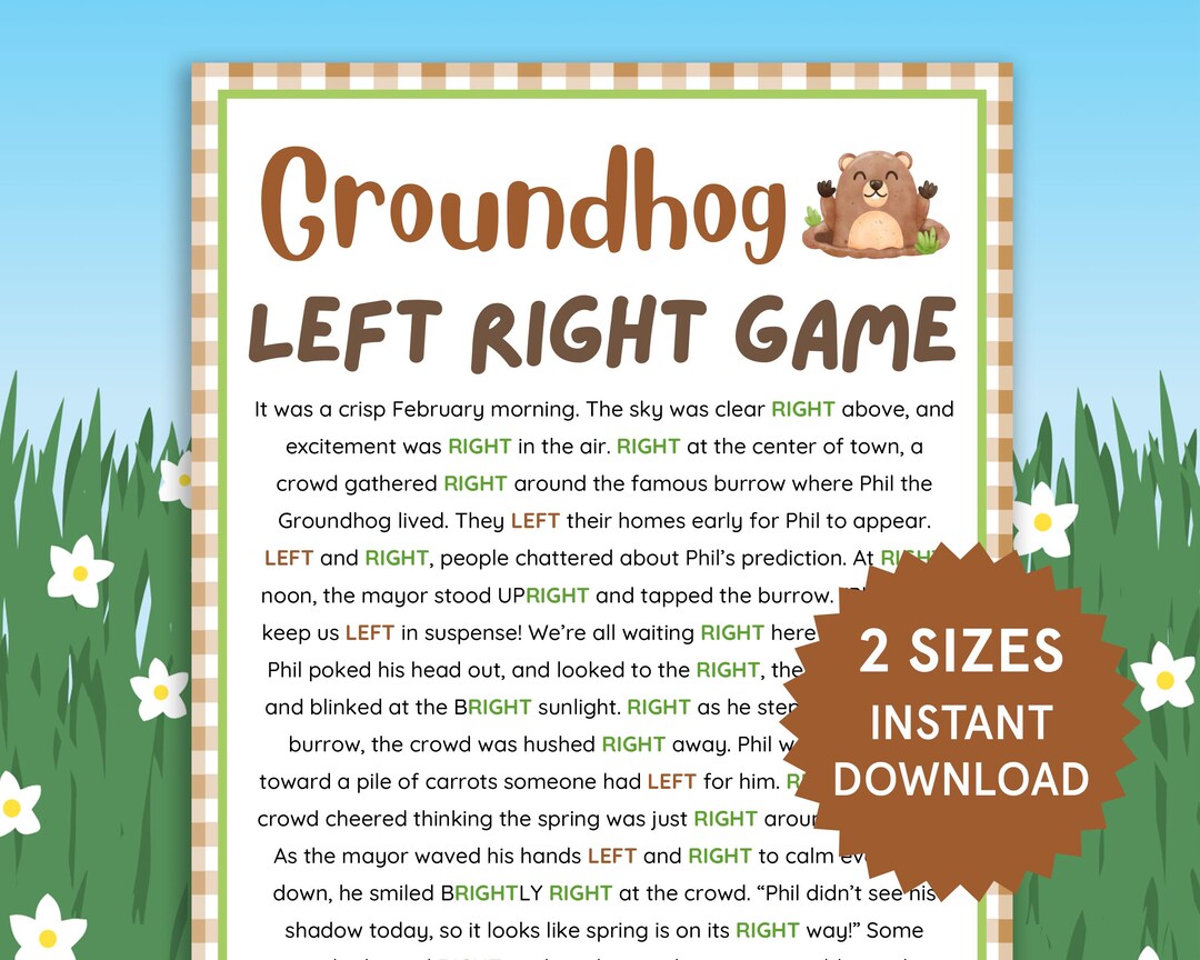 Groundhog Day Left Right Game Groundhog Day Games Kids Groundhog Day ...