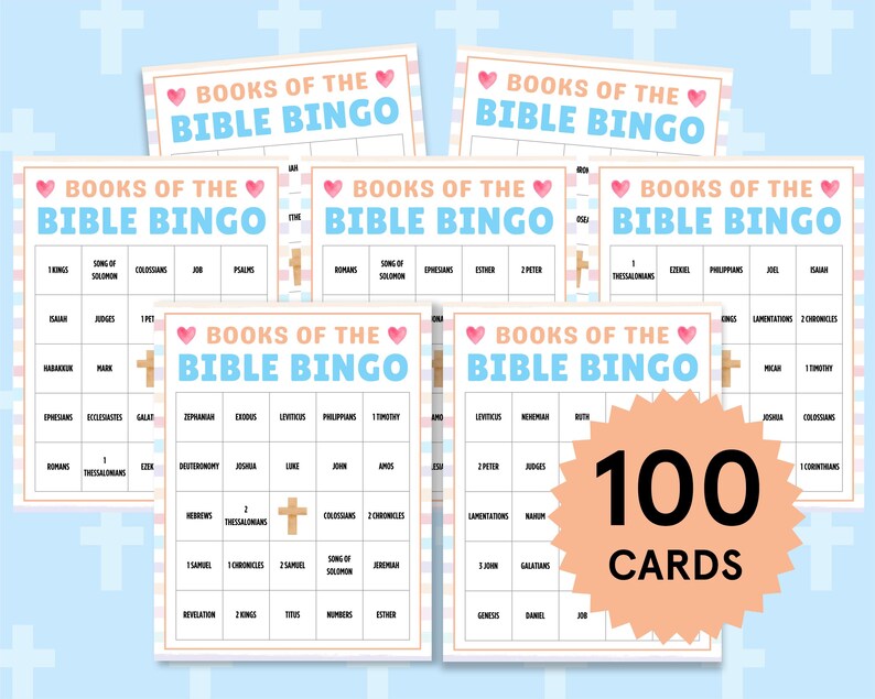 Bible Bingo Bible Games Books of the Bible Bingo Cards Church Bingo for ...
