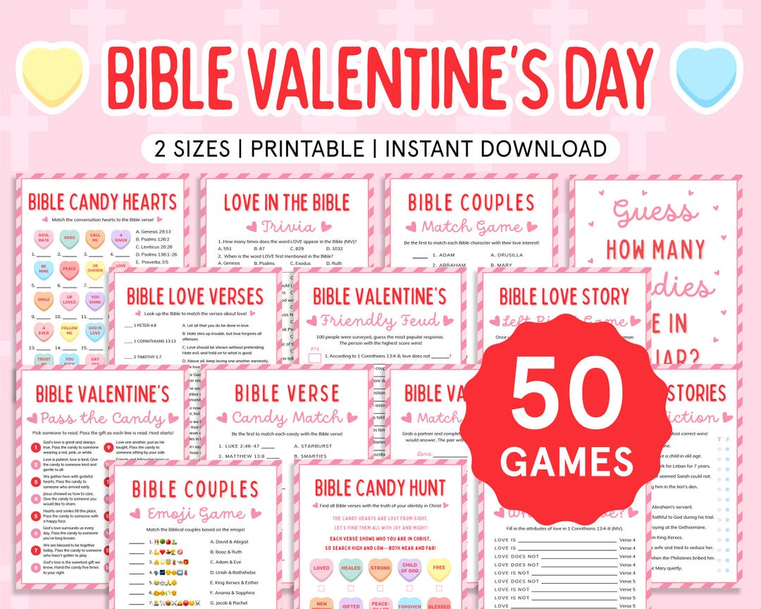 Bible Valentines Games Bundle Bible Valentine's Games for Kids and ...