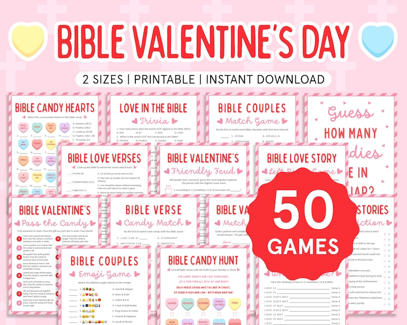 Bible Valentines Games Bundle Bible Valentine's Games for Kids and ...