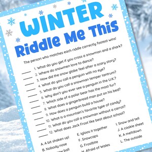 Winter Riddle Me This Winter Games for Kids Winter Family Games Winter ...