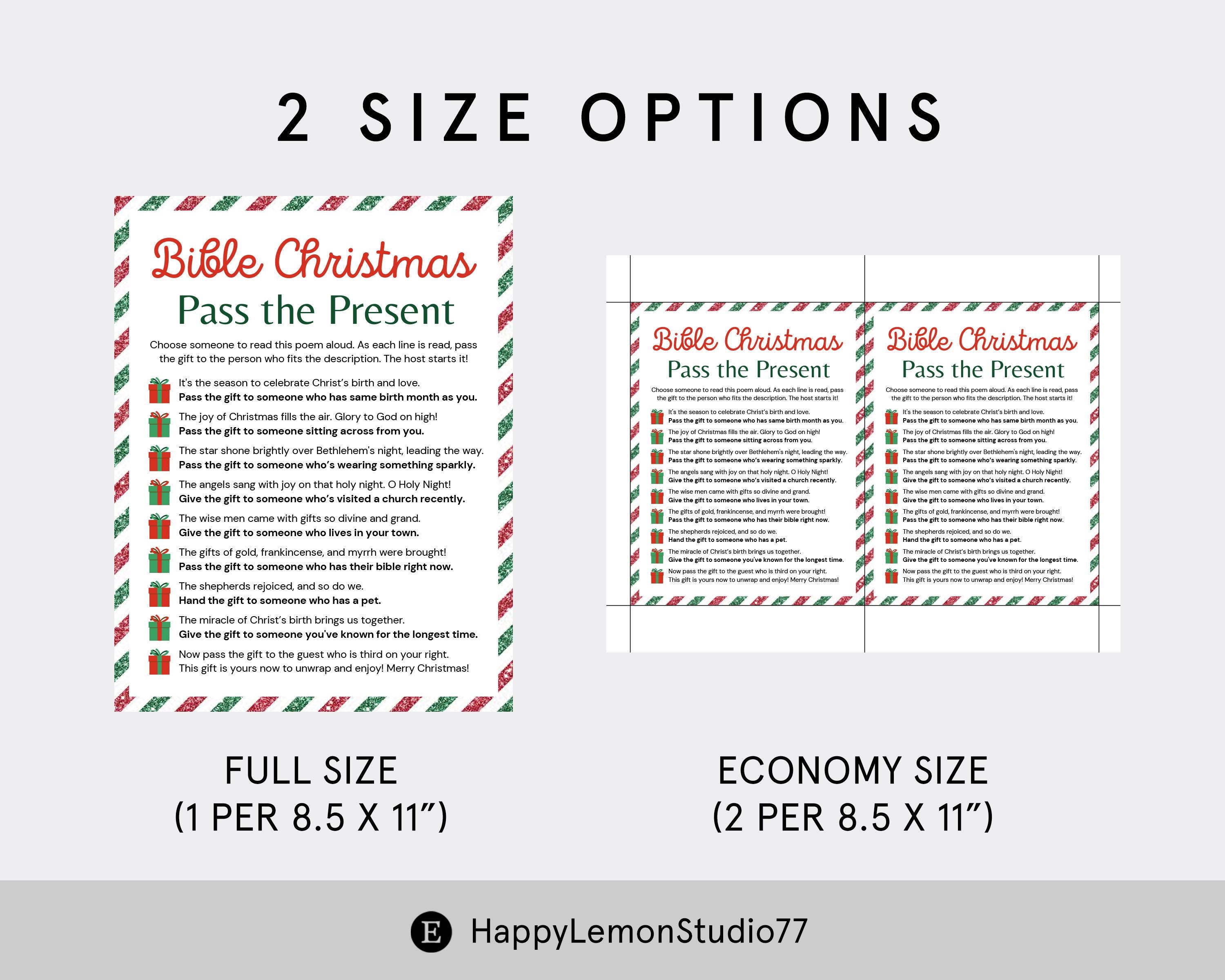 Bible Christmas Pass the Prize Bible Christmas Games Adults Christmas ...