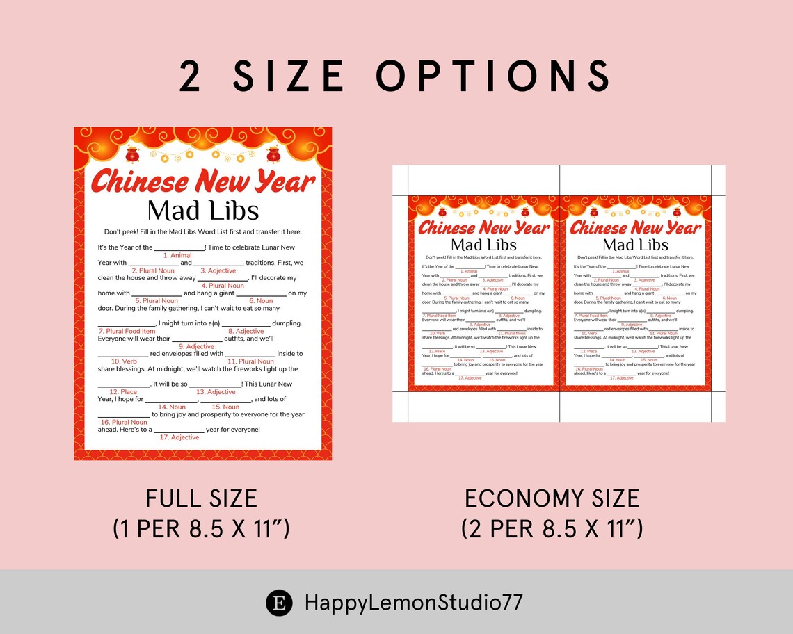 Chinese New Year Mad Libs Lunar New Year Games Chinese New Year Games ...