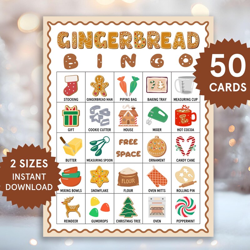 Gingerbread Bingo Digital - Etsy UK