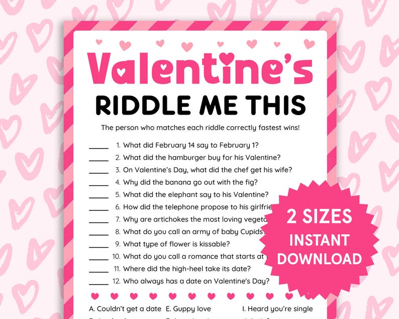 Valentines Riddle Me This Valentines Games for Kids Fun Valentine Day ...